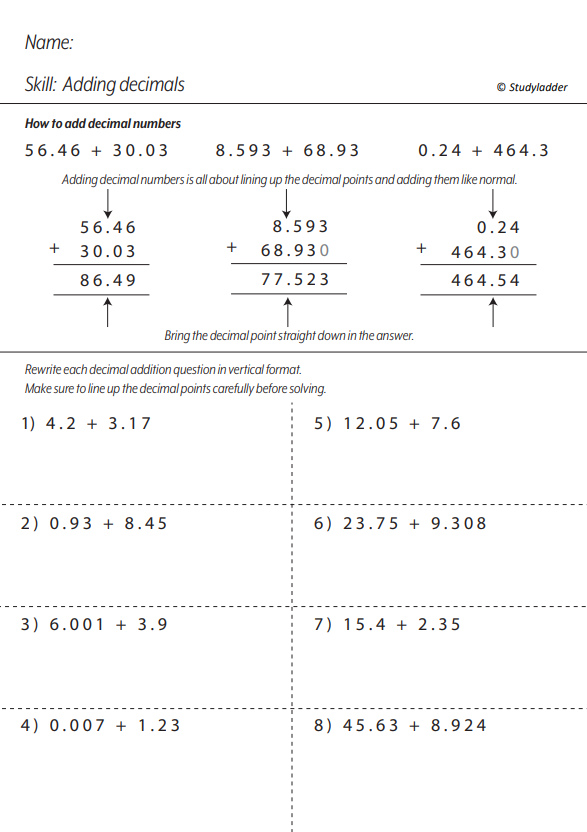 Adding decimals - Studyladder Interactive Learning Games